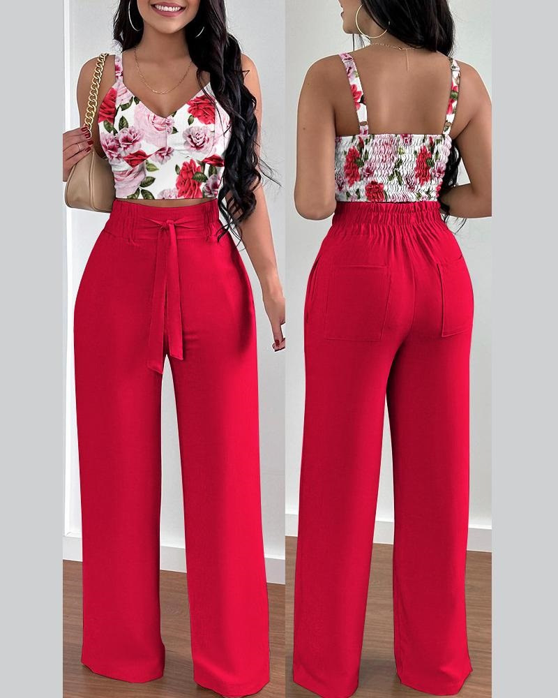 2026 Plus Size Fashion Print Sling Top And Pants Two Piece Set GSRX ...