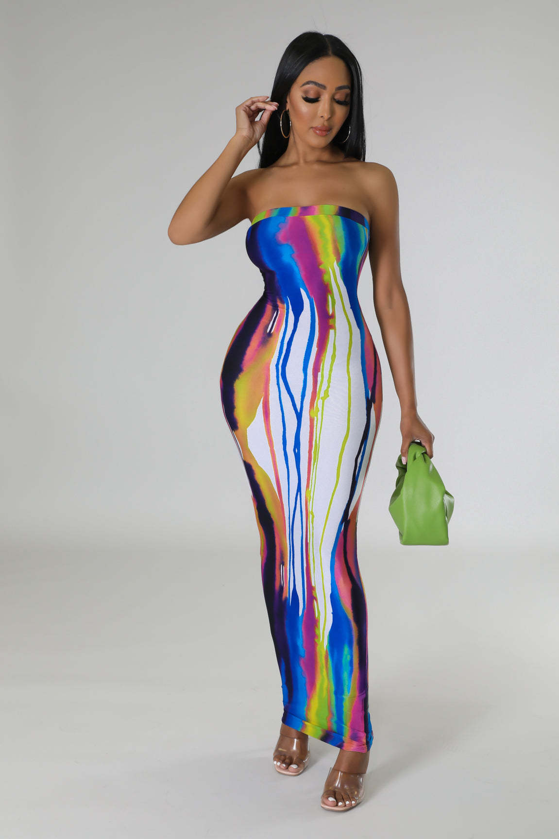 2026 Printed Wrap Chest Nightclub Long Dress TE-4624 | DF - www.dear ...
