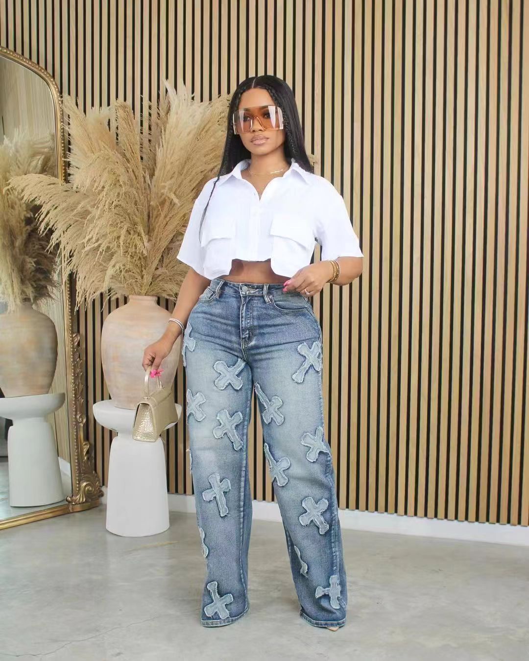 Dear-Fashion | Wholesale Fashion Short Sleeve Ultra-short Shirt BS-1365 ...