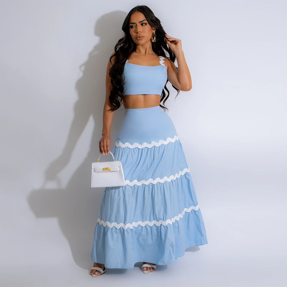2026 Fashion Sling Tops Big Swing Long Skirt Two Piece Set CYA-901275 ...