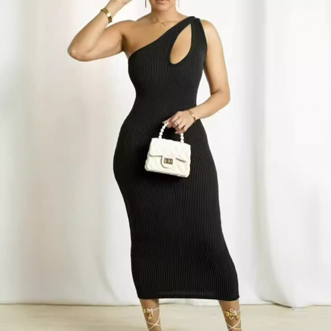 Dear-Fashion | Wholesale Slash Shoulder Hollow Out Long Dress LSD-2024 ...