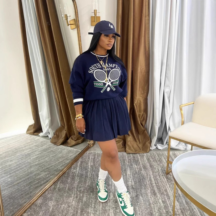 2026 Fashion Print Sweatshirt And Pleated Skirts Suit OLYF-6164 | DF ...