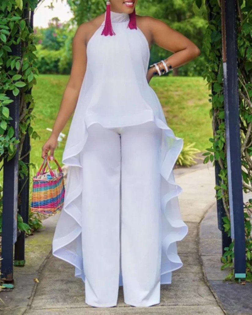 Dear-Fashion | Wholesale Plus Size Solid Sleeveless Backless Two Piece ...