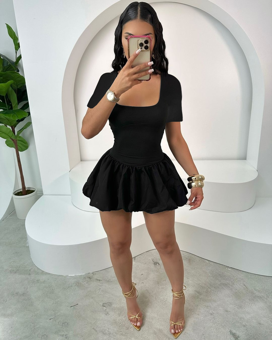 2026 Short Sleeve Square Neck Mini Dress LSD-2431 | DF - www.dear ...